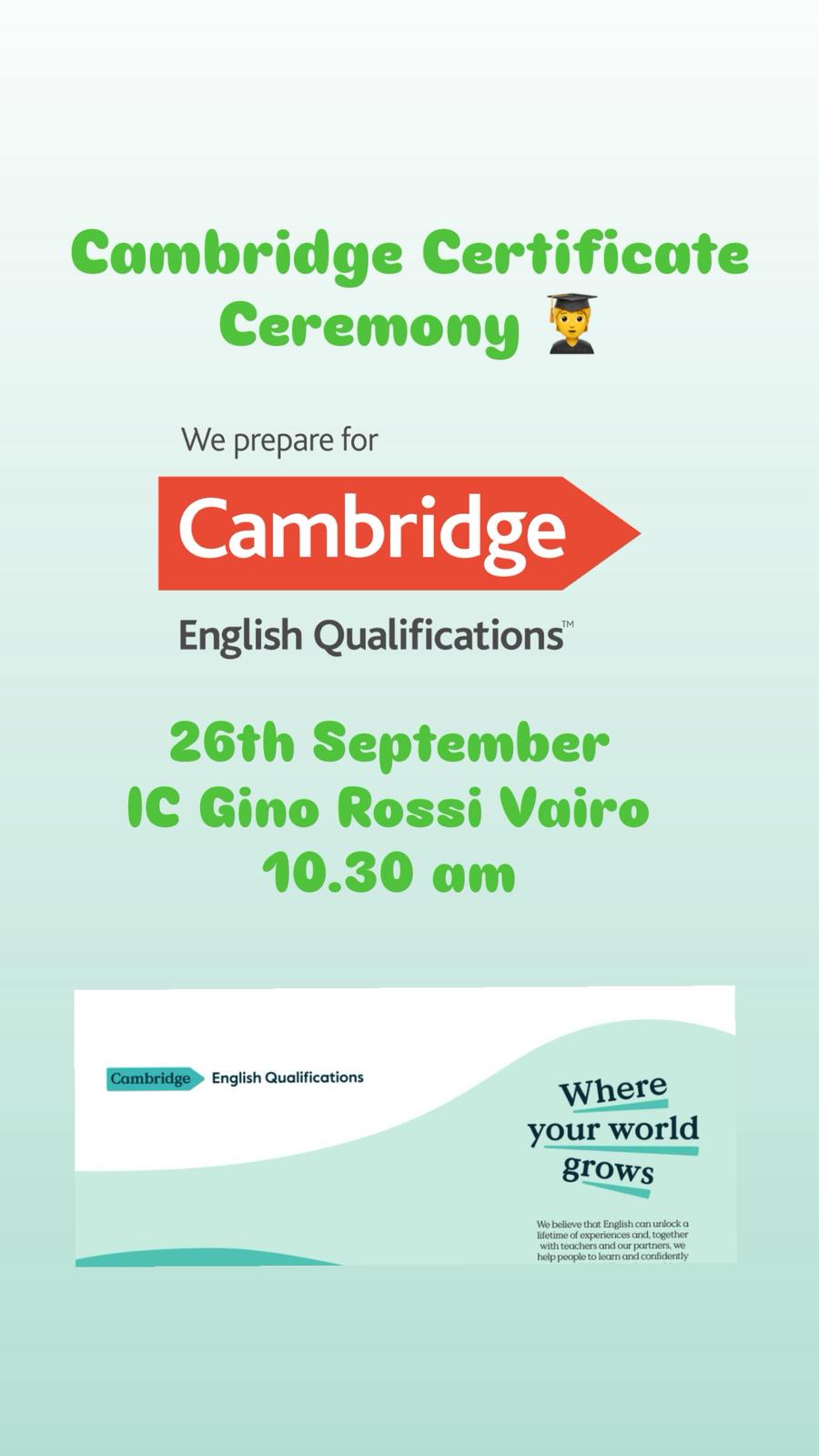 15 Cir Dir Cambridge Certificate Ceremony – IC Gino Rossi Vairo Agropoli